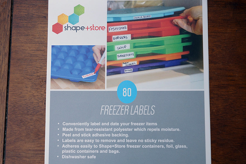 Set of 80 Freezer Safe Labels - Shape and Store